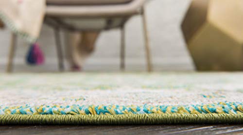 Unique Loom Penrose Collection Distressed Traditional Vintage Floral Area Rug, 3 ft 3 in x 3 ft 3 in, Green/Beige