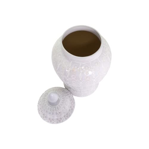 TIC Collection Hand Crafted and Hand Painted Ellery Jar, Multi-Tonal Shades of Cream, Taupe, & Gray