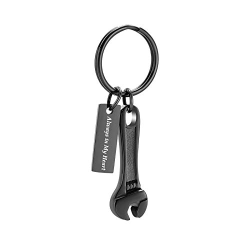 shajwo Cremation Jewelry Wrench Urn Keychain for Ashes Memorial Keepsake Urns for Human Ashes Keyring,Keychain-Black(1.25“0.39”)