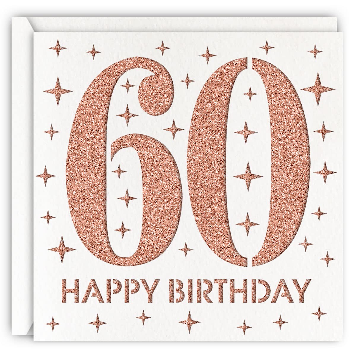 MAGJUCHE Rose Gold 60th Birthday Card, Laser Cut Glitter Woman Age 60 Birthday Gift For Mother, Wife, Sister