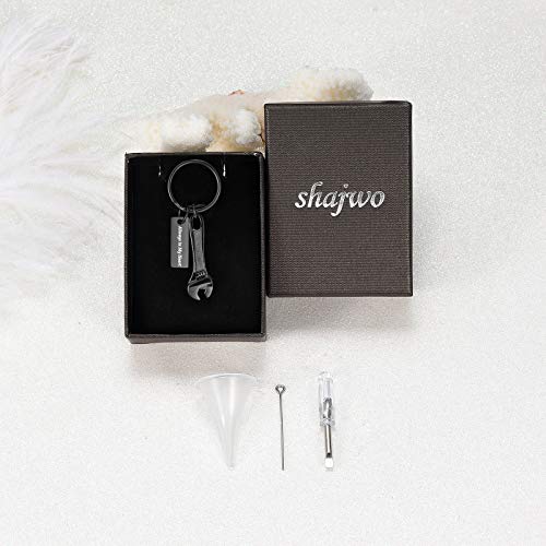shajwo Cremation Jewelry Wrench Urn Keychain for Ashes Memorial Keepsake Urns for Human Ashes Keyring,Keychain-Black(1.25“0.39”)