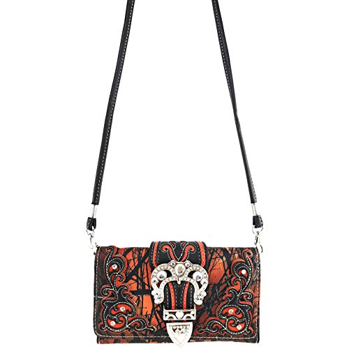 Zelris Camouflage Shine Glow Buckle Women Conceal Carry Handbag with Wallet Set (Orange)