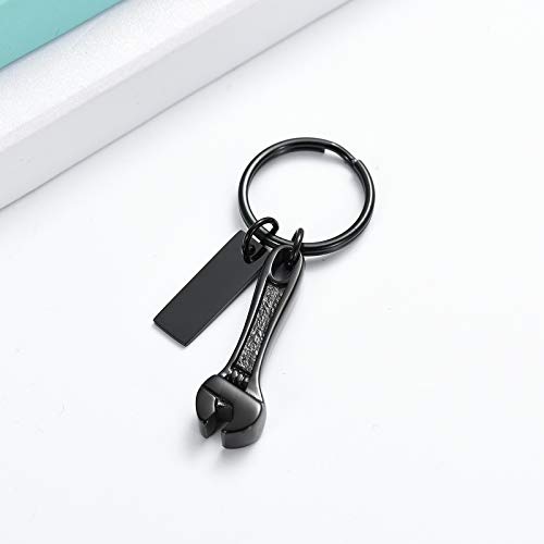 shajwo Cremation Jewelry Wrench Urn Keychain for Ashes Memorial Keepsake Urns for Human Ashes Keyring,Keychain-Black(1.25“0.39”)