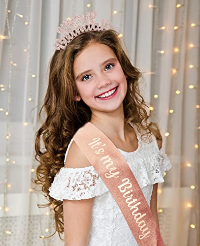 Cute Birthday Crown & Tiara Set for Girls & Women - Rose Gold