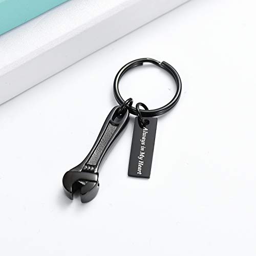 shajwo Cremation Jewelry Wrench Urn Keychain for Ashes Memorial Keepsake Urns for Human Ashes Keyring,Keychain-Black(1.25“0.39”)
