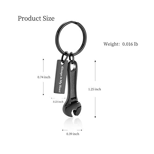 shajwo Cremation Jewelry Wrench Urn Keychain for Ashes Memorial Keepsake Urns for Human Ashes Keyring,Keychain-Black(1.25“0.39”)