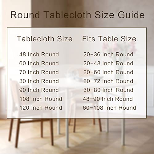sancua Round Tablecloth - 60 Inch - Water Resistant Spill Proof Washable Polyester Table Cloth Decorative Fabric Table Cover for Dining Table, Buffet Parties and Camping, White