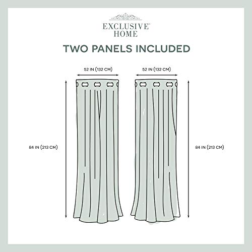 Exclusive Home Oxford Textured Sateen Room Darkening Blackout Grommet Top Curtain Panel Pair, 52"x84", Mecca Orange