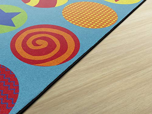 Flagship Carpets Patterned Circles Colorful Multicolor Seating Carpet for a Gathering Place, Children's Classroom Rug or Kids Educational Area, 6' x 8'4", Seats 24, Rectangle