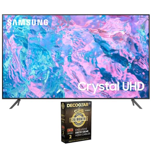 SAMSUNG CU7000 65 Inch Crystal UHD 4K Smart TV Bundle with Deco Gear 2X 4K HDMI 2.0 Cable w/Copper Conductors & CPS Exclusive 26 Month Protection Pack (BEACH-CPS-261000)