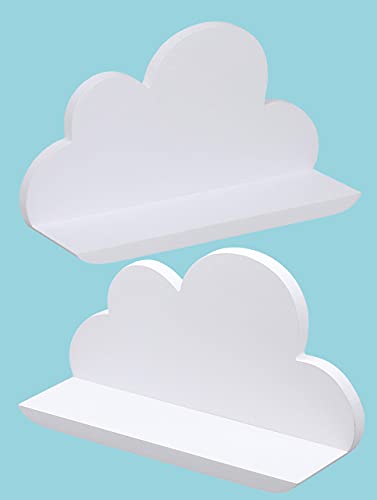 lieomo White Wooden Cloud Shelf Handmade for a Childrenās Nursery Floating Shelf Design Shelving Baby Bedroom Decor Cloud Shelves Kids Room Wall Decor