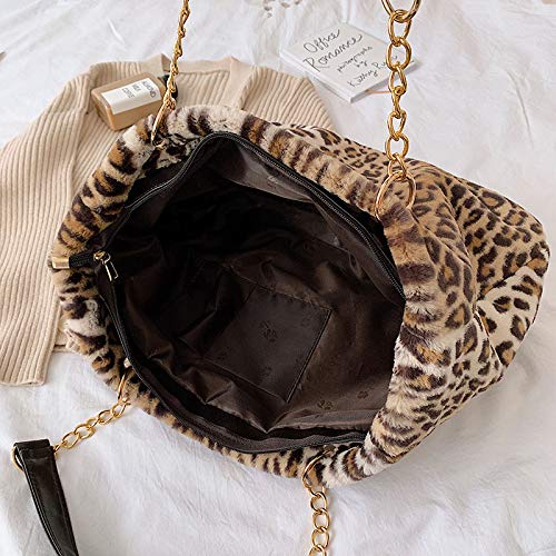 Aisa Choice Women's Faux Fur Tote Purse Furry Leopard Large Capacity Shoulder Bag Satchel Handbag …