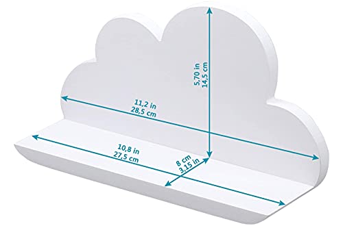 lieomo White Wooden Cloud Shelf Handmade for a Childrenās Nursery Floating Shelf Design Shelving Baby Bedroom Decor Cloud Shelves Kids Room Wall Decor