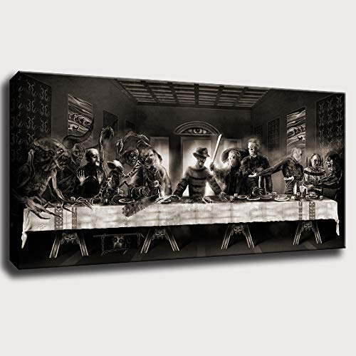 The Last Supper,Dark Evil Horror Spooky Creepy,Halloween,Wall Art Home Wall Decorations for Bedroom Living Room Oil Paintings IFUNEW Canvas Prints-1157 (Unframed,16x32inch)