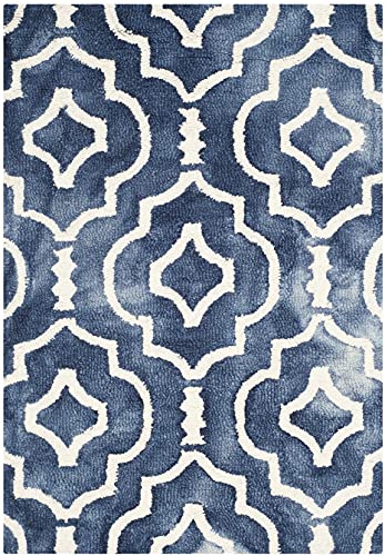 SAFAVIEH Dip Dye Collection 2' x 3' Navy/Ivory DDY538N Handmade Moroccan Watercolor Premium Wool Accent Rug