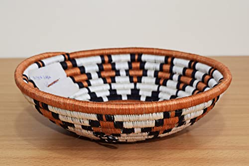 Hand Woven African Basket - Small - 8 Inches Sisal & Sweetgrass Basket - Woven Bowl - Handmade in Rwanda, SRB114