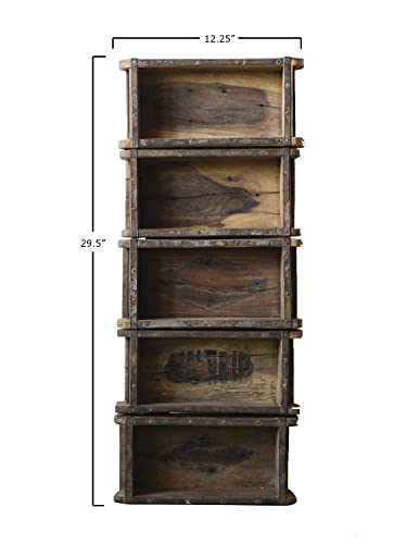 Creative Co-Op Wood 5 Shelves Wall Décor, Brown