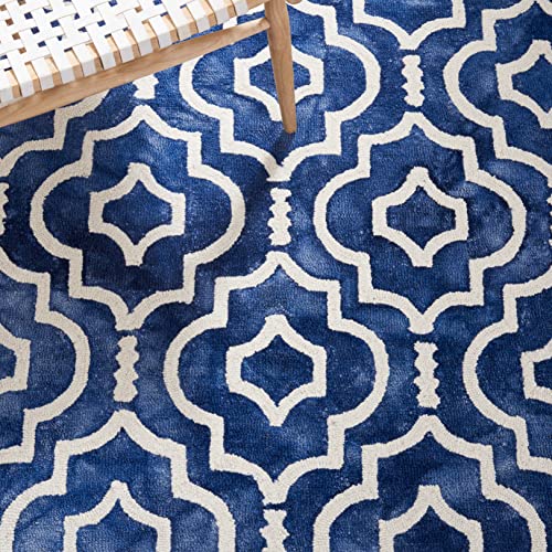 SAFAVIEH Dip Dye Collection 2' x 3' Navy/Ivory DDY538N Handmade Moroccan Watercolor Premium Wool Accent Rug