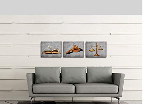 HOMEOART Lawyer Office Decor Painting Black and White Canvas Prints Framed Ready to Hang 12"x16"x3 Panels