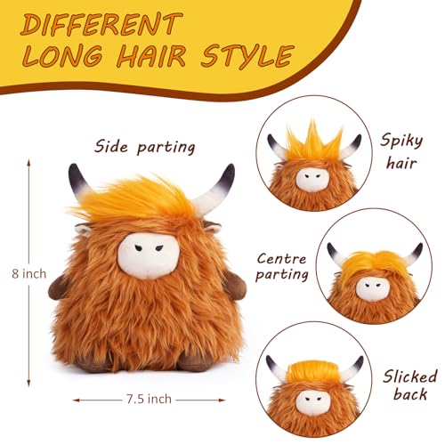 rivoeis Highland Cows Stuffed Animals Cow Plush Toy Cute Animal Stuffies Plush Highland Cows Decor (Brown, 8 Inch)