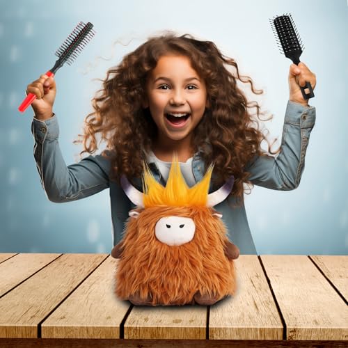 rivoeis Highland Cows Stuffed Animals Cow Plush Toy Cute Animal Stuffies Plush Highland Cows Decor (Brown, 8 Inch)