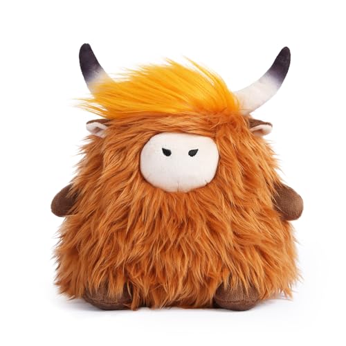 rivoeis Highland Cows Stuffed Animals Cow Plush Toy Cute Animal Stuffies Plush Highland Cows Decor (Brown, 8 Inch)
