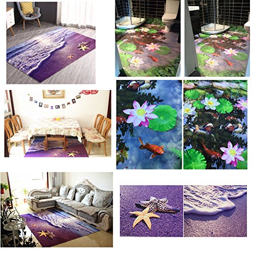 ZaH Thin Area Rug Non-Slip Doormat Carpet Printing Rug for Living Room, Bedroom, Kitchen, Bathroom (2x3-19.7"x31.5", Wave)