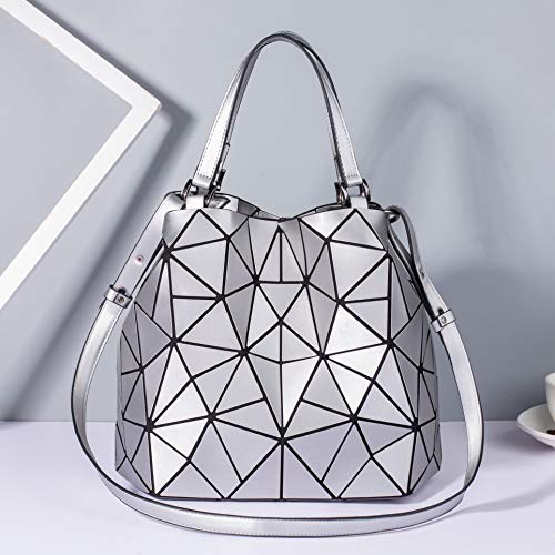 Geometric Luminous Purses and Handbags Holographic Reflective Crossbody Bag Wallet Flash Rainbow Tote Silver