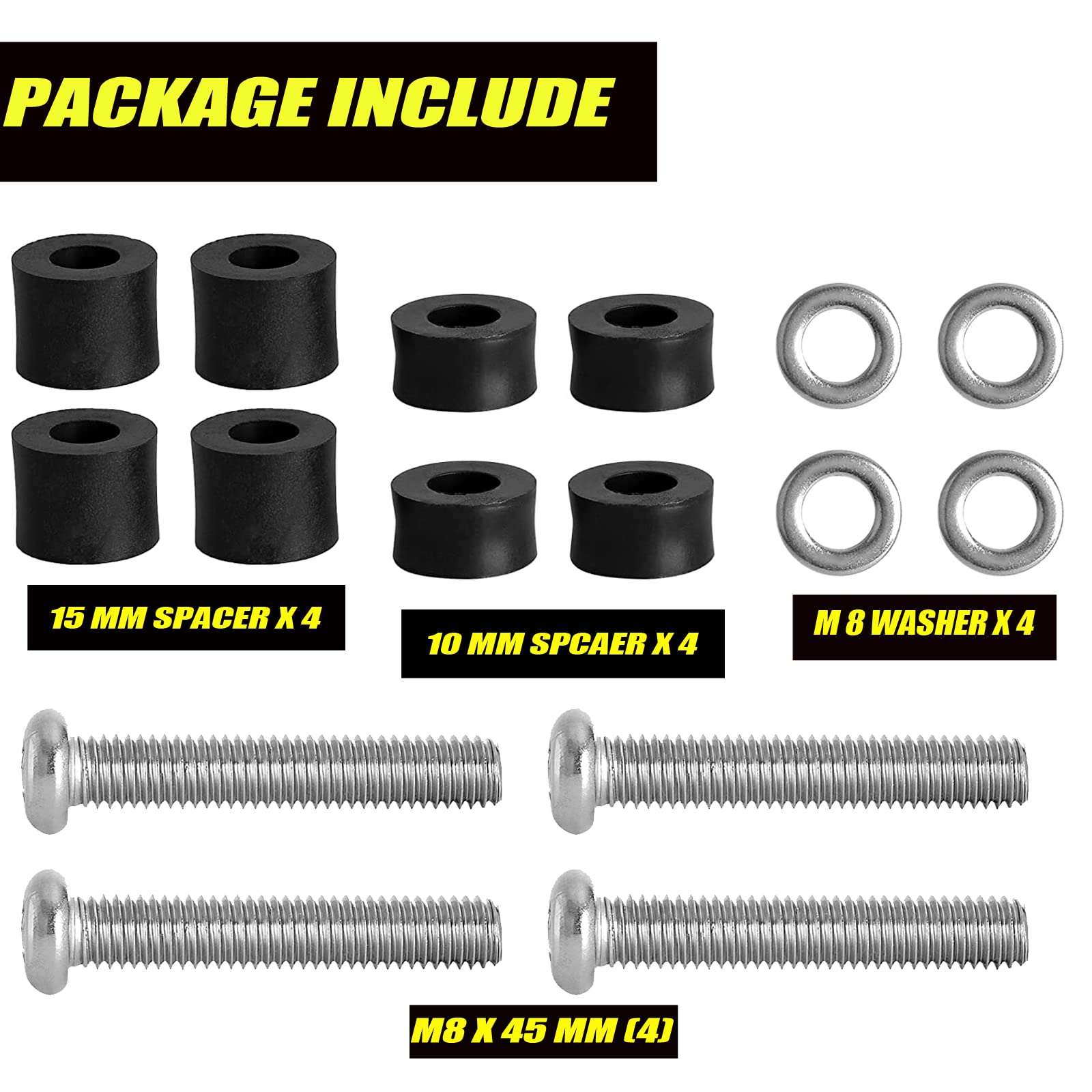 M8 Screws for Samsung TV M8 x 45mm Pitch 1.25mm TV Mounting Bolts Screws with 25mm Long Spacers