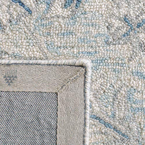 Safavieh Micro-Loop Collection 8' x 10' Light Blue/Ivory MLP506M Handmade Country Cottage Premium Wool Area Rug