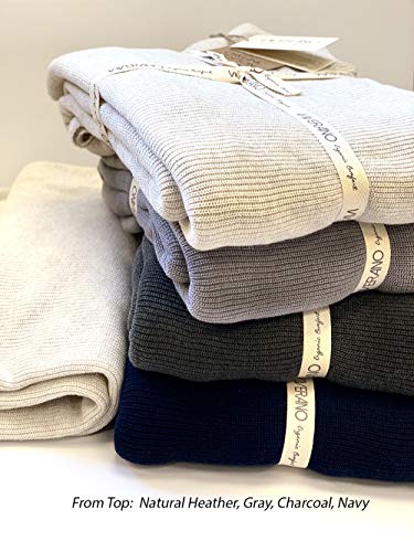 100% Organic Cotton Knit Throw Blanket with Tassels (70x80) Soft Stretchy Warm Lightweight All-Season Non-Toxic Eco-Friendly (Natural Heather)
