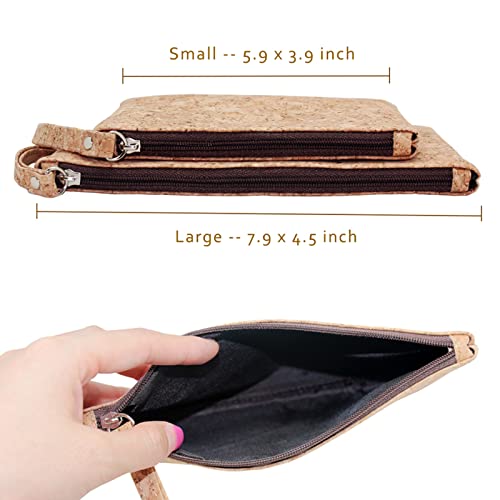 boshiho Natural Cork Clutch Wristlet Wallet Cell Phone Card Holder Coin Purse Bag (2 Size)