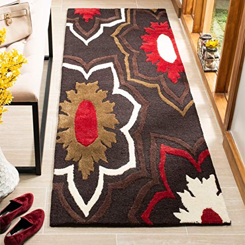 SAFAVIEH Soho Collection 6' Round Ivory/Multi SOH857B Handmade Premium Wool & Viscose Area Rug
