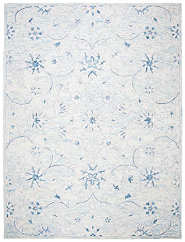 Safavieh Micro-Loop Collection 8' x 10' Light Blue/Ivory MLP506M Handmade Country Cottage Premium Wool Area Rug