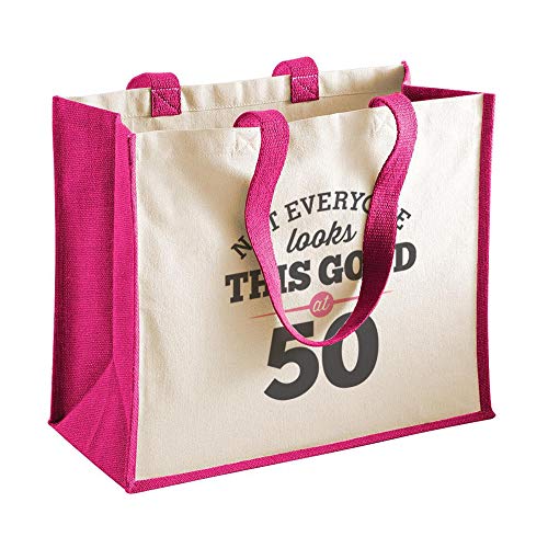 D Design Invent Print! 50th Birthday Keepsake Gift Vintage Bag 50 for Women Novelty Shopping Tote Fifty