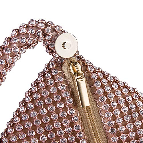 CROWN GUIDE Women's Vintage Evening Bags Clutches Bling Beaded Wedding Party Gowns Formal Prom Purses Handbags With Wristlet Champagne