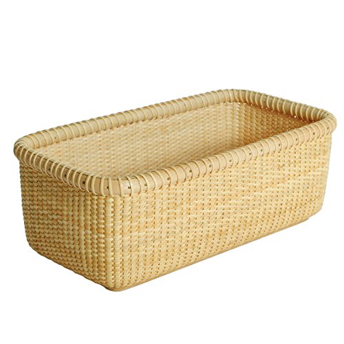 Teng Tian Basket Natural Rattan Wooden Storage Box -Cane-on-cane weave Nantucket Basket– Cabinet and Shelf Basket Organizer with - Multi-Purpose Organizer