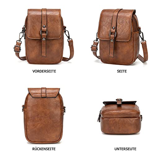 Women Vintage Crossbody Phone Bag, Small Messenger Shoulder Bag Cash Handbag Wallet Purse