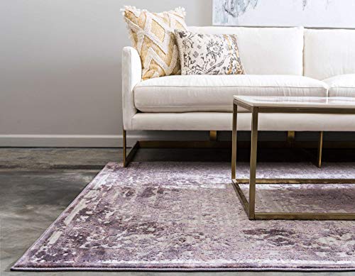 Unique Loom Aberdeen Collection Traditional Vintage Inspired Tone Textured Area Rug, 9 ft x 12 ft, Violet/Ivory