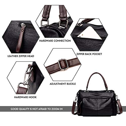 Artwell Casual Crossbody Bag PU Leather Tote Handbag Purse Shoulder Messenger Bag for Women (Wine red)