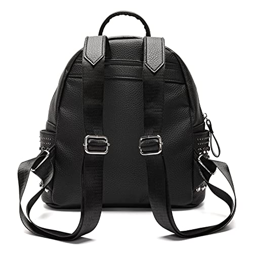 JOZZYAPA Black Faux Leather Studded Backpack Purse Rhinestone Backpack Purse Gothic Motorcycle Biker Backpack Purse Mall Goth Bag Gothic Gifts for Women