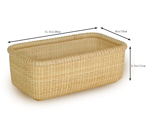 Teng Tian Basket Natural Rattan Wooden Storage Box -Cane-on-cane weave Nantucket Basket– Cabinet and Shelf Basket Organizer with - Multi-Purpose Organizer