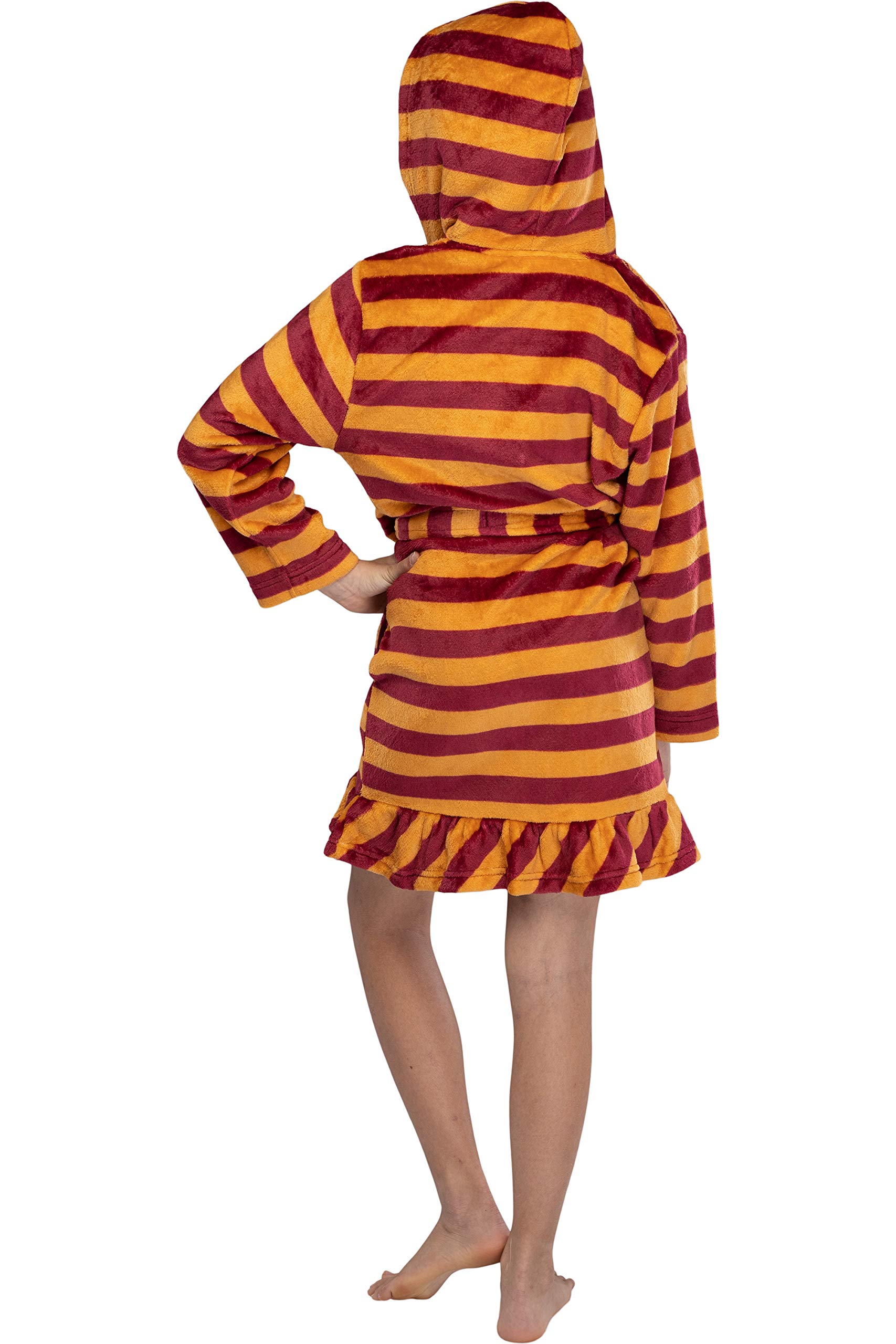 Harry Potter Girls' Gryffindor Striped Ruffle Plush Fleece Robe (10/12)