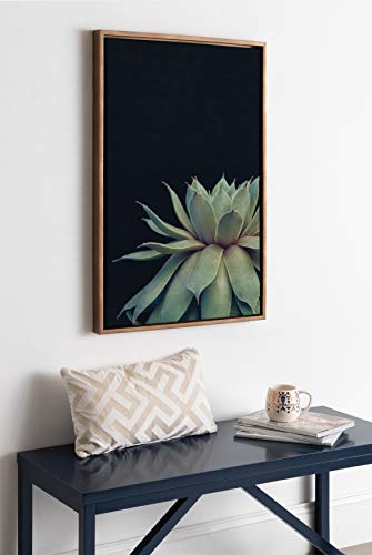 Kate and Laurel Sylvie Succulent Plant Framed Canvas Wall Art, Botanical Green with Black Background, 23x33 Gold