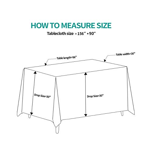 Surmente Tablecloth 90 * 156-inch Rectangular Polyester Table Cloth,Dining Table Cover for Weddings, Banquets, or Restaurants Indoor and Outdoor(White)