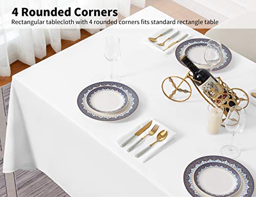 Surmente Tablecloth 90 * 156-inch Rectangular Polyester Table Cloth,Dining Table Cover for Weddings, Banquets, or Restaurants Indoor and Outdoor(White)
