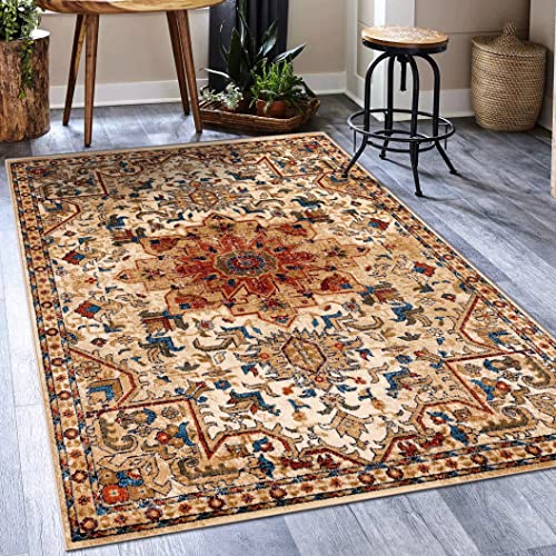 LUXE WEAVERS Geometric Floral 2527 Ivory 8x10 Traditional Southwestern Area Rug