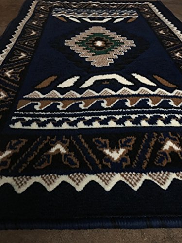 Southwest Native American Door Mat Area Rug Navy Blue Design D143 (2 feet X 3 Feet 4 inch)