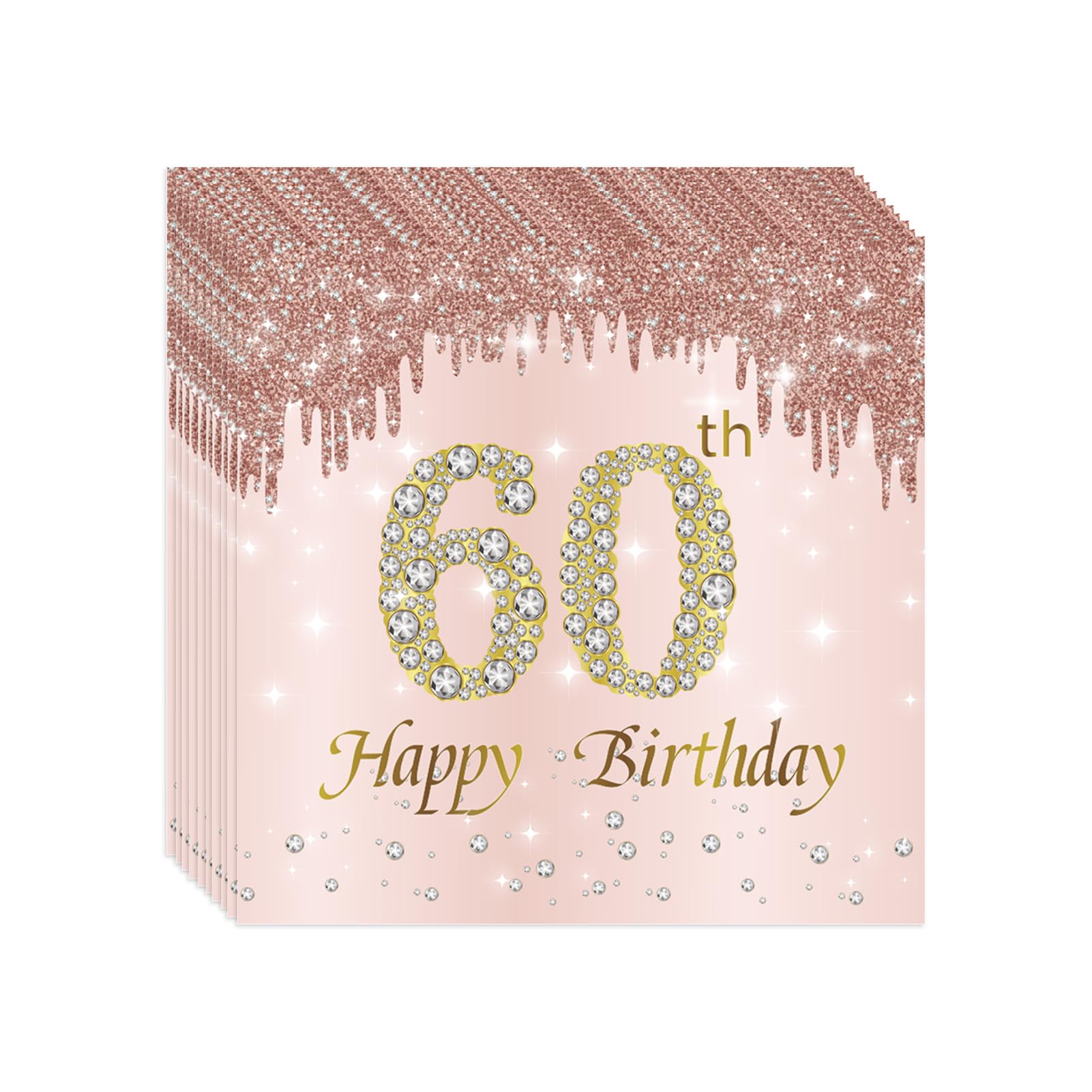 Rose Gold Birthday Party Supplies,Disposable Party Tableware Sets - 60 Years Paper Plates,Napkins,Plastic Forks Knives,Tablecloths,60th Birthday Decorations for Women,24 Guests