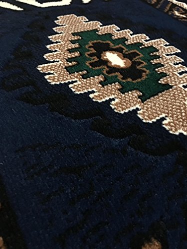Southwest Native American Door Mat Area Rug Navy Blue Design D143 (2 feet X 3 Feet 4 inch)
